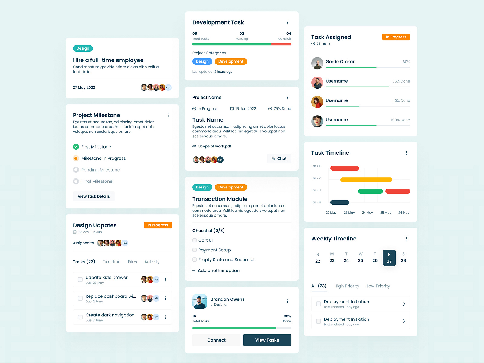 Project Management Tool (Widgets/Components) by Vouch Digital on Dribbble