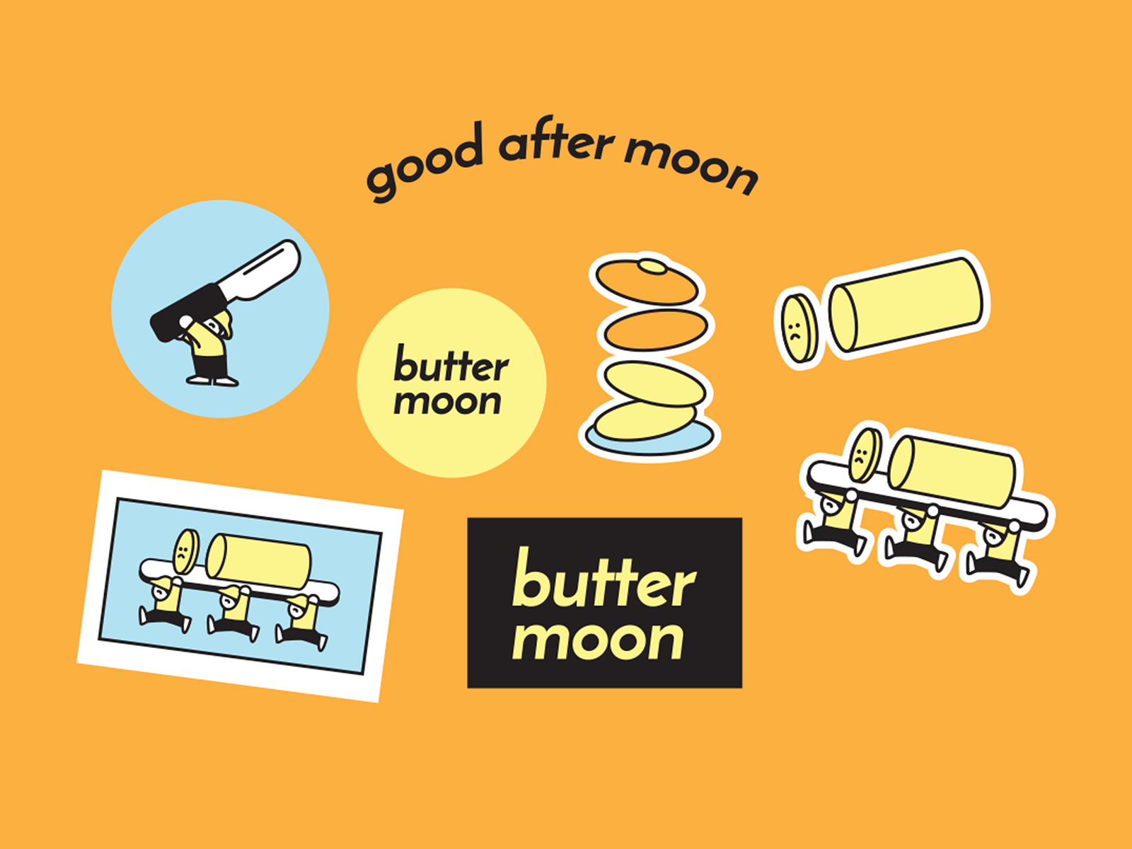 butter moon stickers by ke on Dribbble