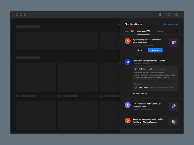 Slide Notifications – Dark User Interface by Tran Mau Tri Tam on Dribbble
