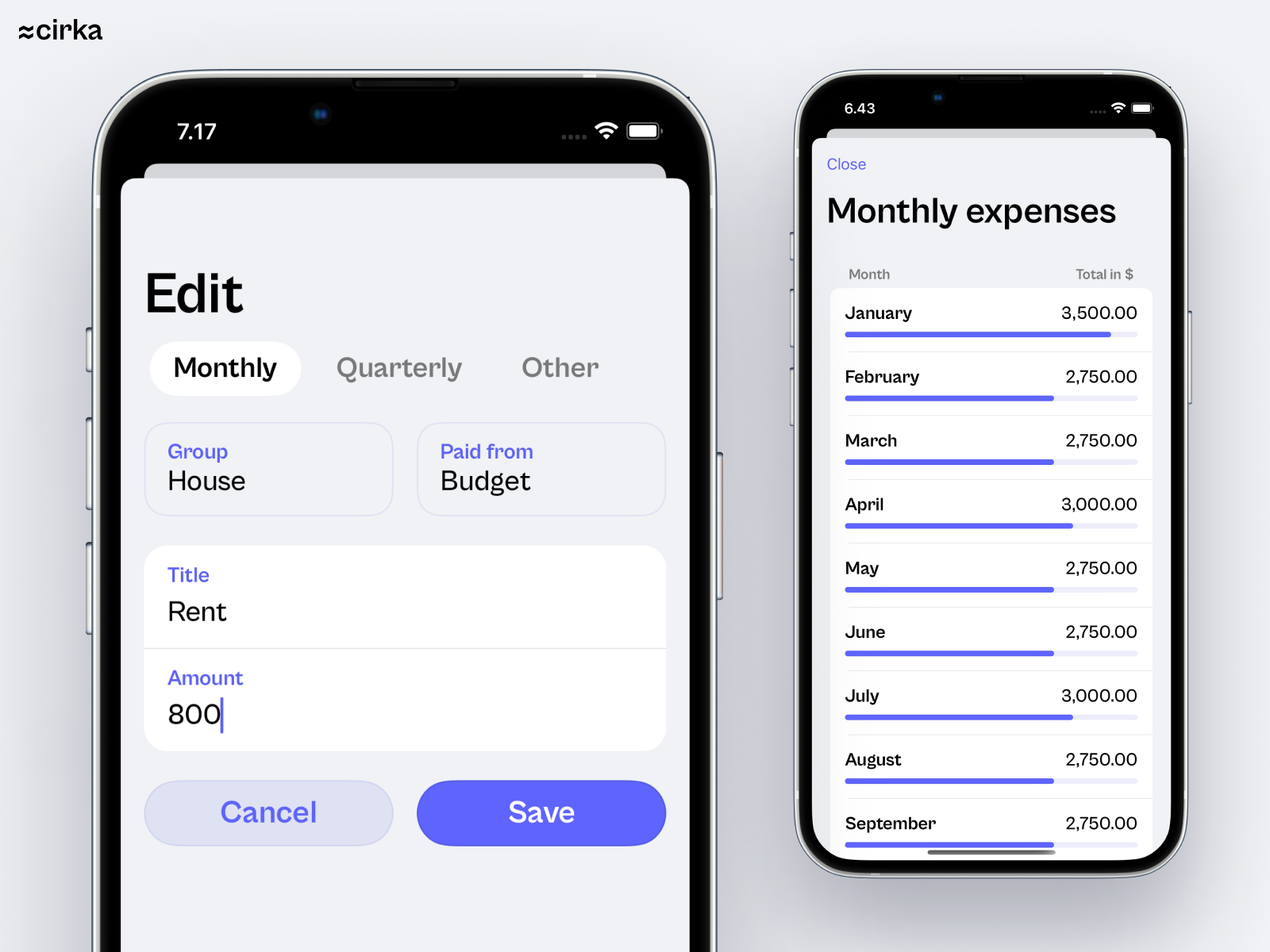 Cirka – Adding expenses by Søren Clausen on Dribbble