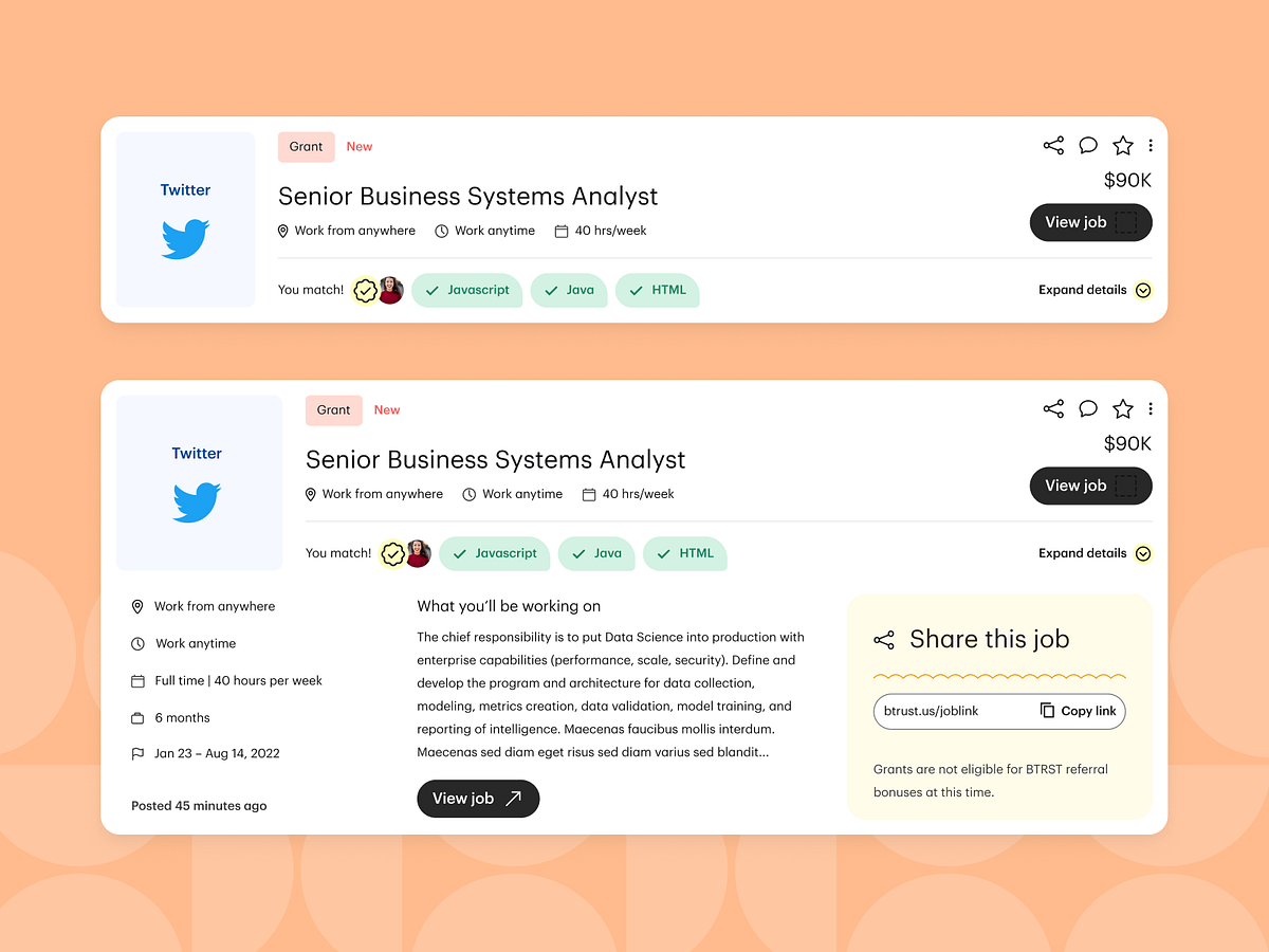 Job Cards 💼 by Braintrust on Dribbble