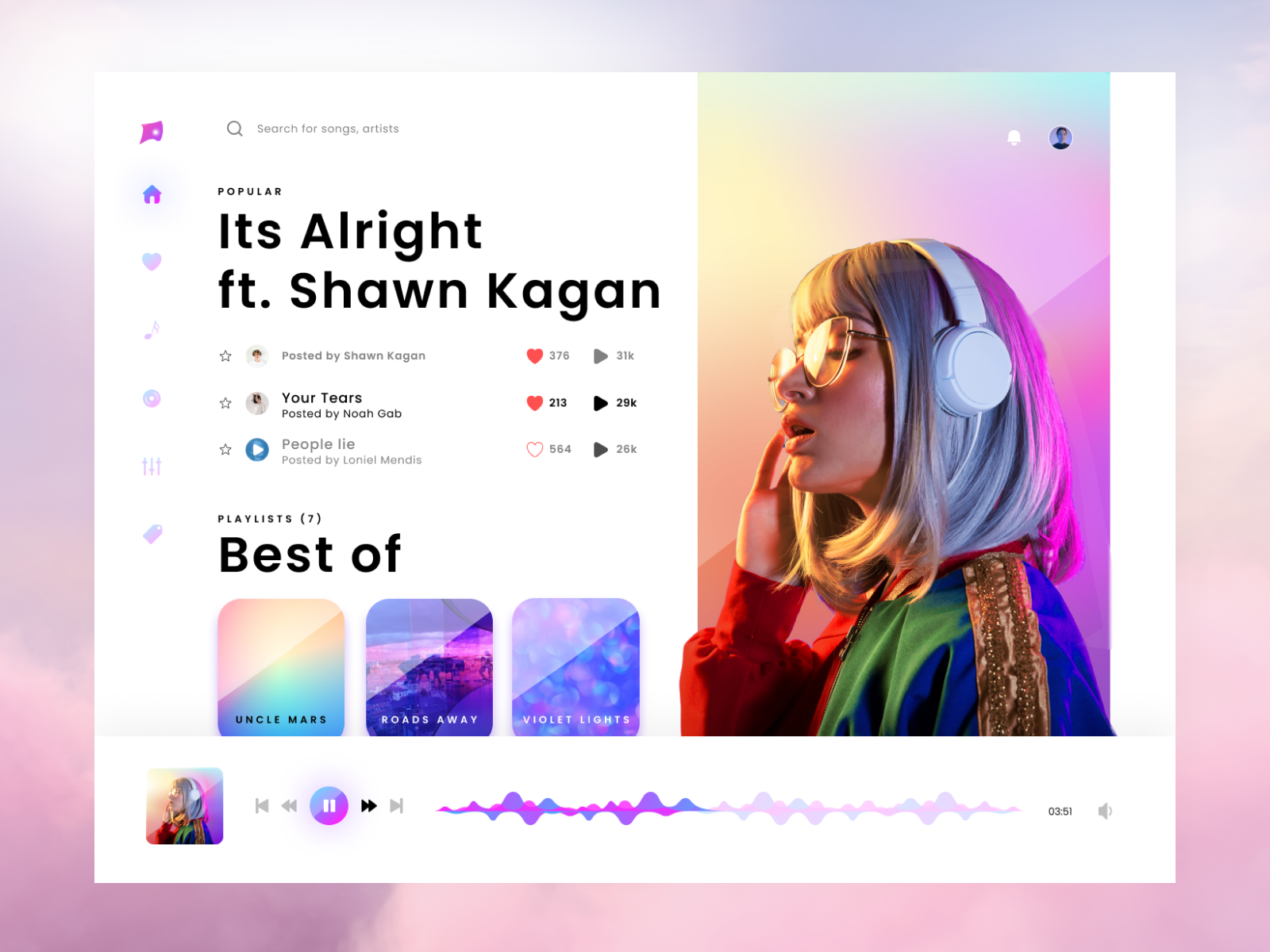 Music Player Web Landing by lazy kar for LazyInterface UI UX Team on Dribbble