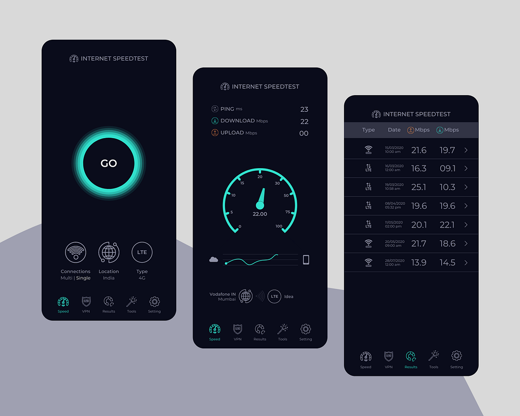 Internet Speed Test App UI Design by Panth Softech on Dribbble