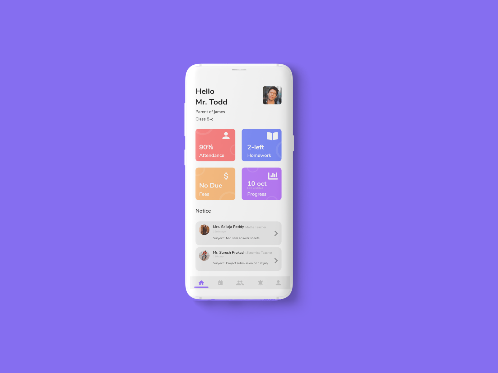 student progress app by Sahith Uppala on Dribbble