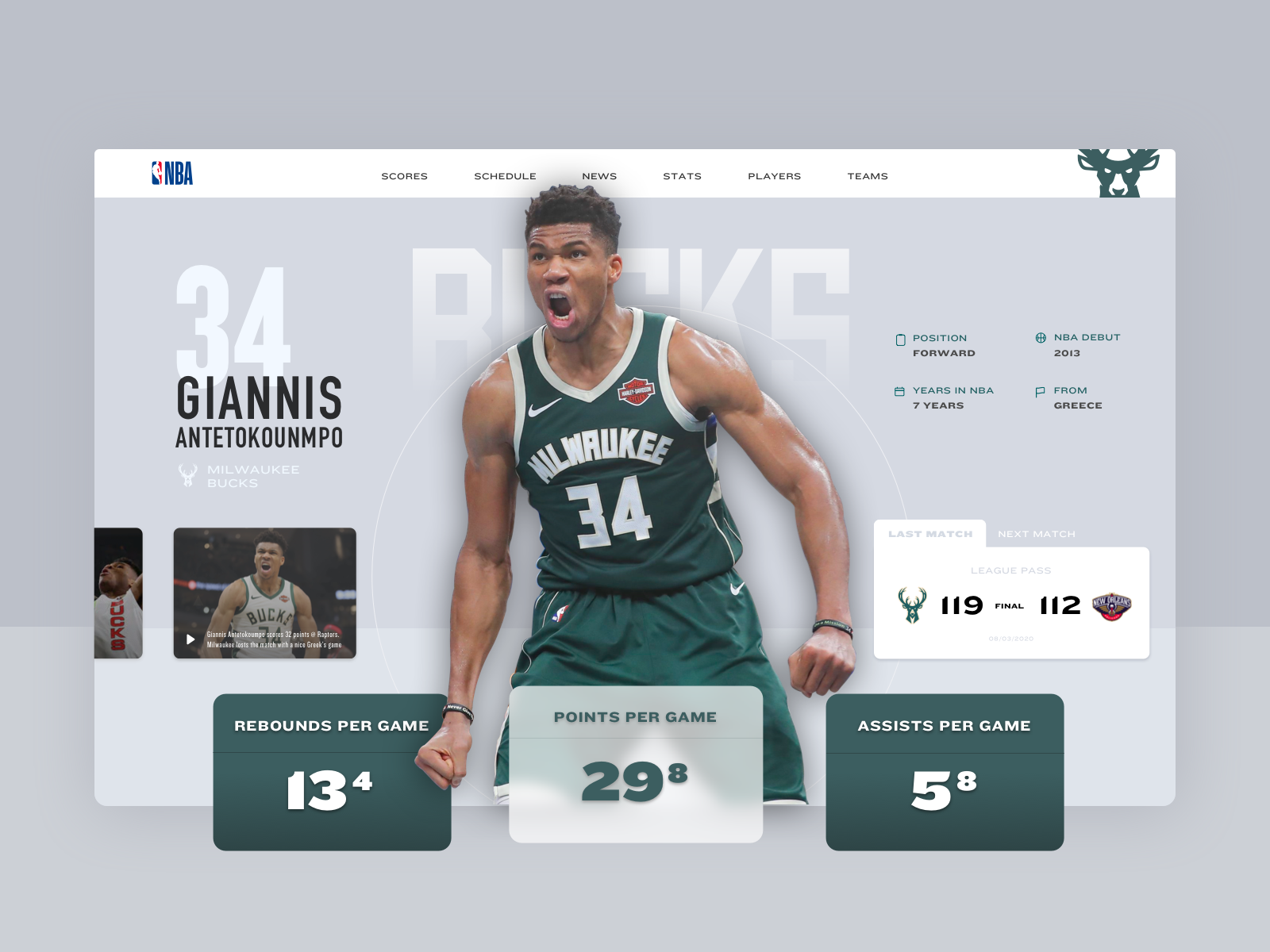 NBA Player Profile by Miguel Olivera on Dribbble
