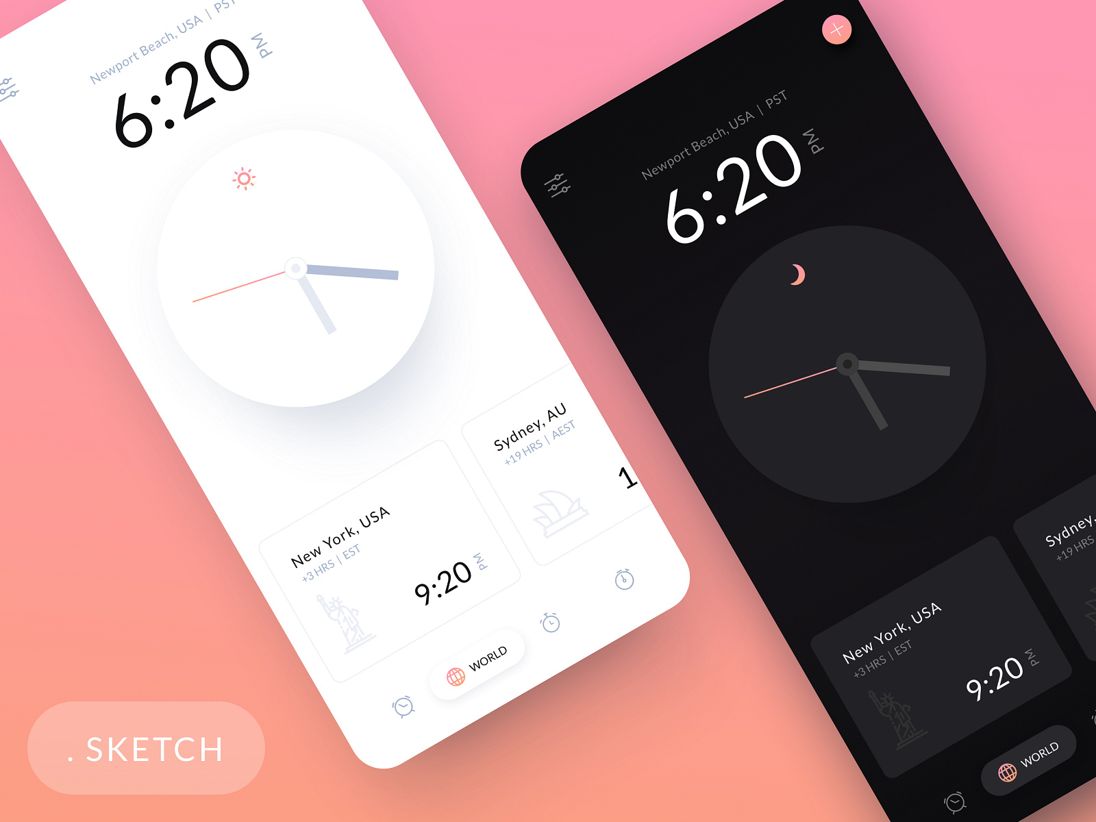 iOS Clock App - Light and Dark Theme | Free Mockup by Black Flag ...