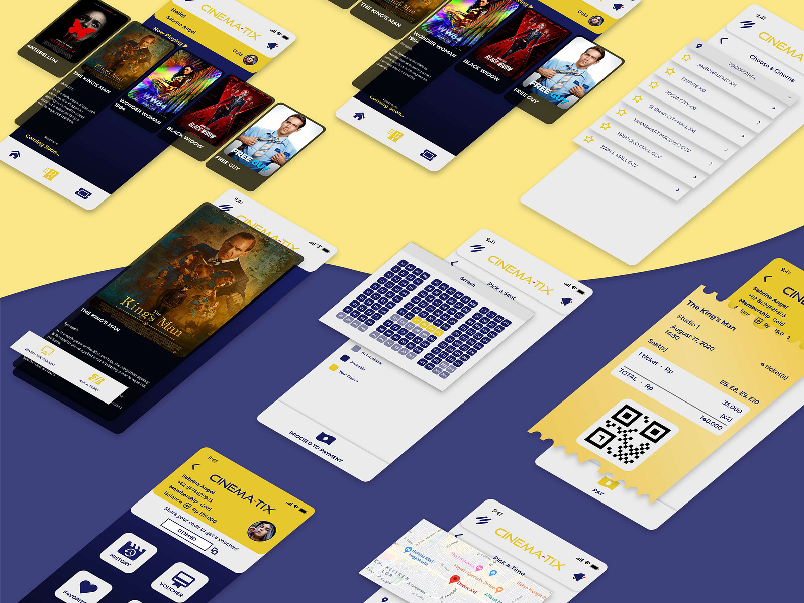 Mobile UI for Cinema Ticket Booking App by Bondan Wicaksono on Dribbble