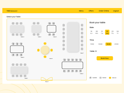 Restaurant table booking view by Vivin joshua on Dribbble