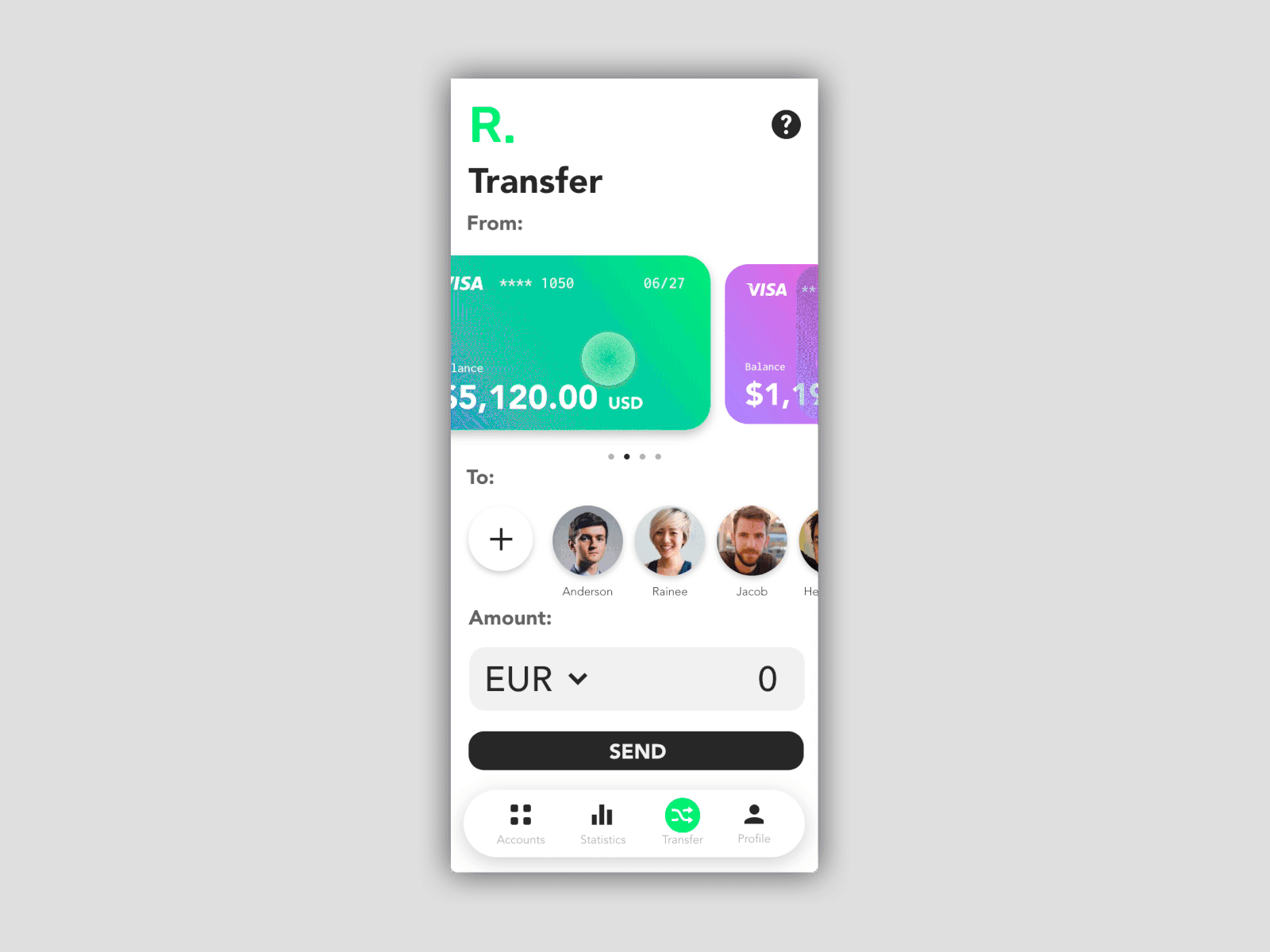Robi Bank App - Transfer Page by Yu-Hung, Ling on Dribbble