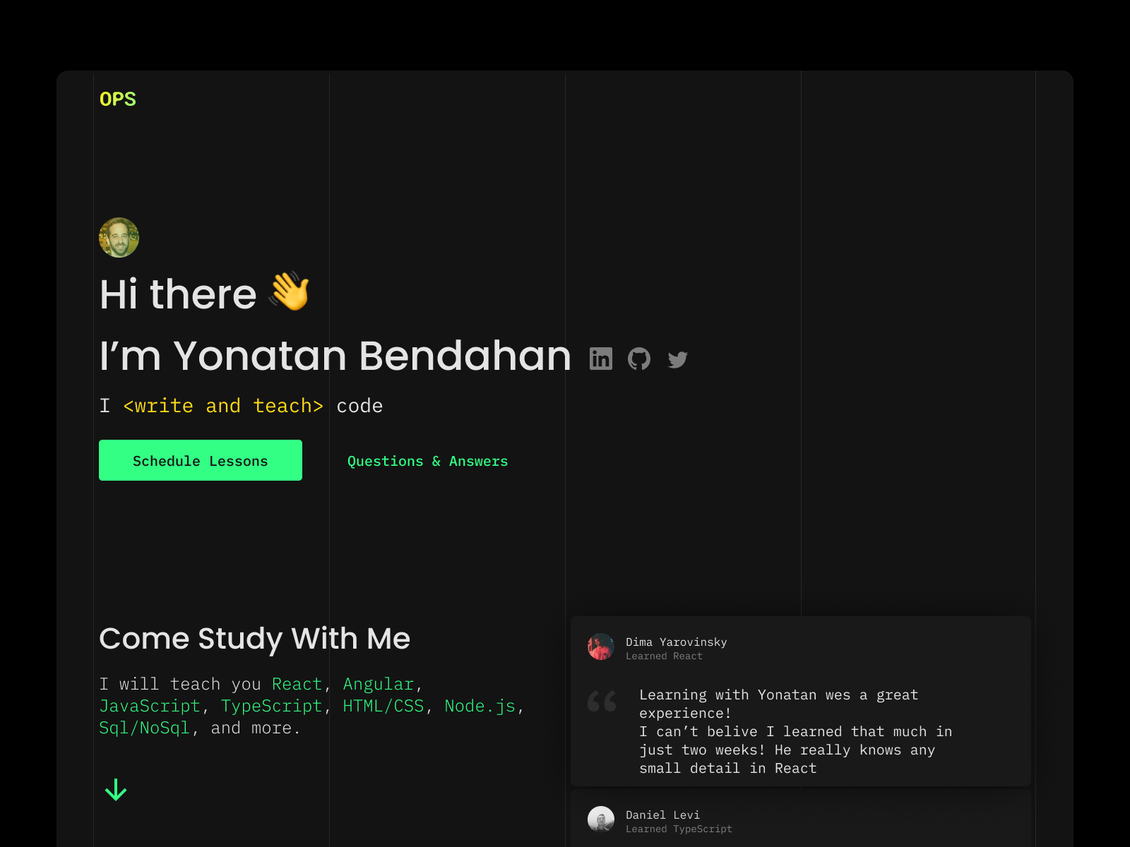 Code School Teacher Site by Dima Yarovinsky-Yahel on Dribbble