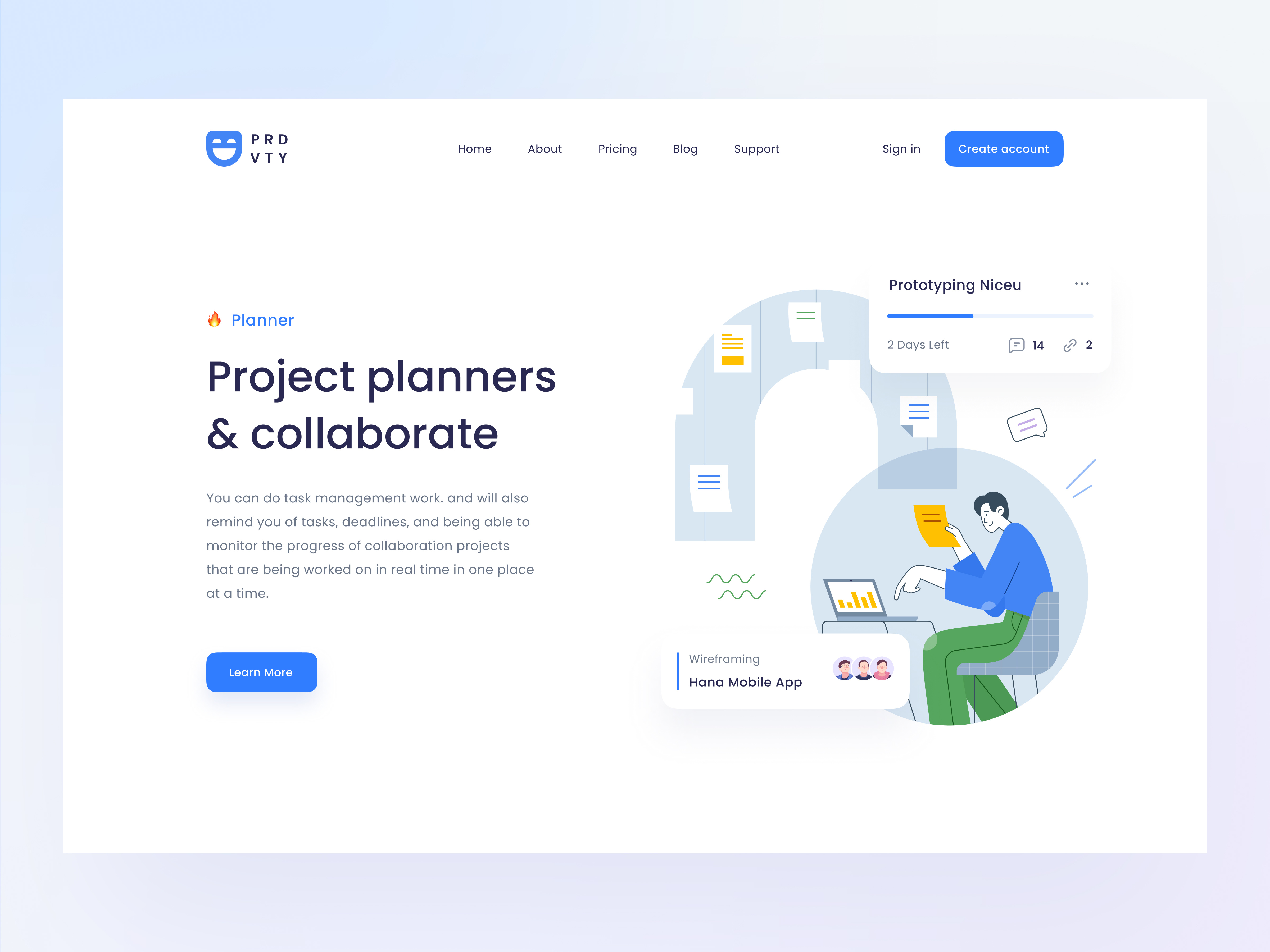 Productivity Manager Landing Page by Budiarti R. for Orely on Dribbble