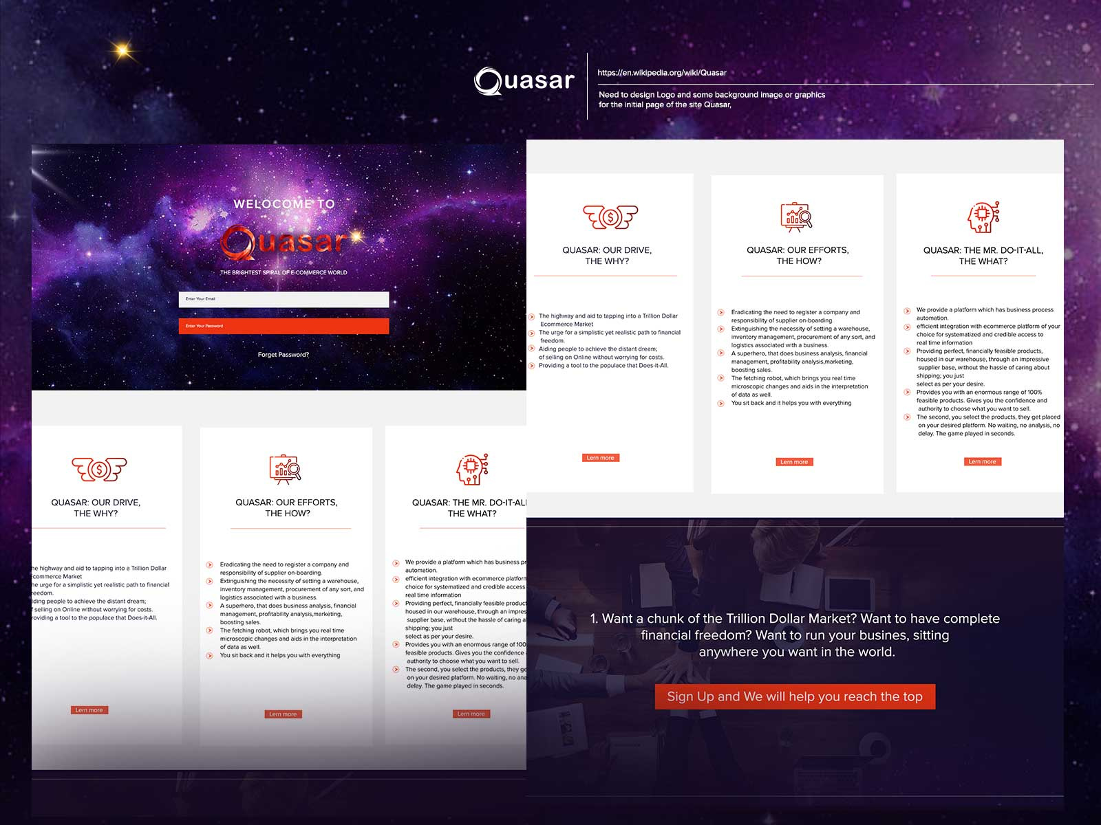 Quasar login page by Bishwajit™ on Dribbble