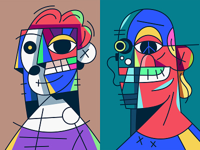 Abstract Minimalist Character Design Illustrations, Digital Art by Mark ...