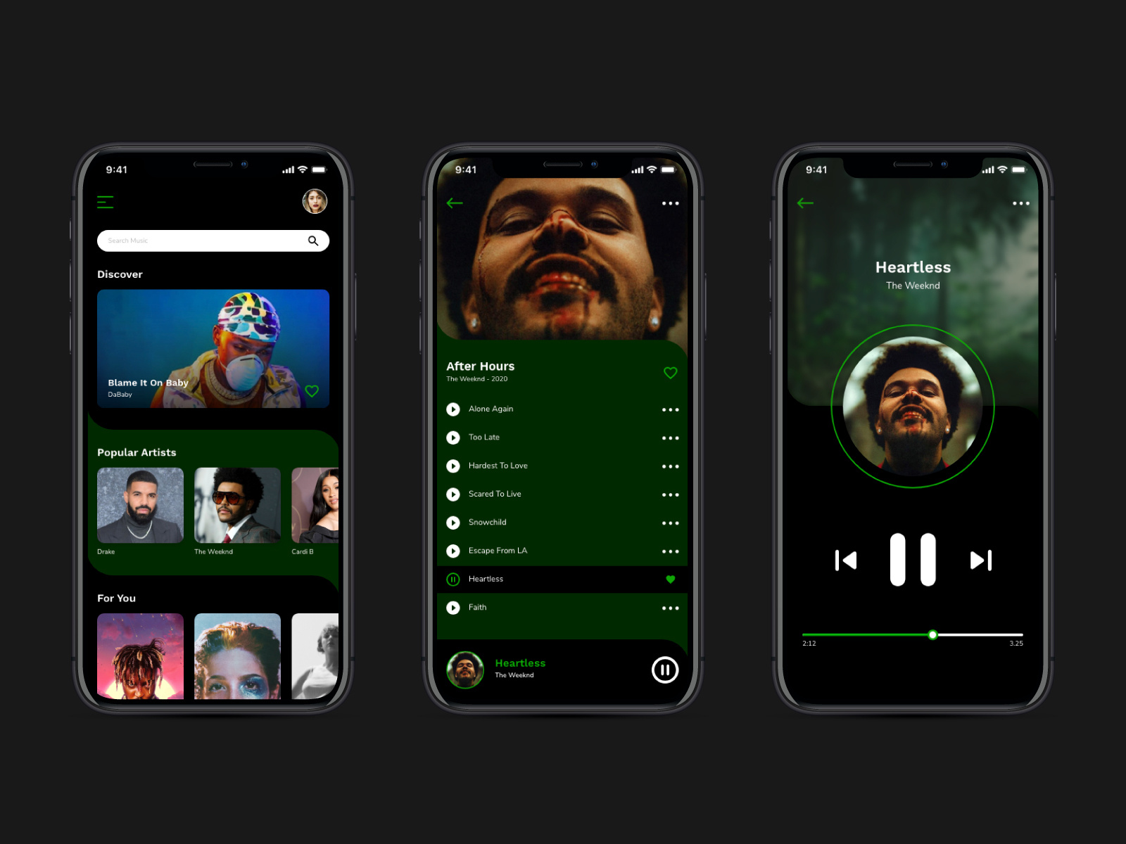 Music Streaming App UI by Bharti Chhiboo on Dribbble