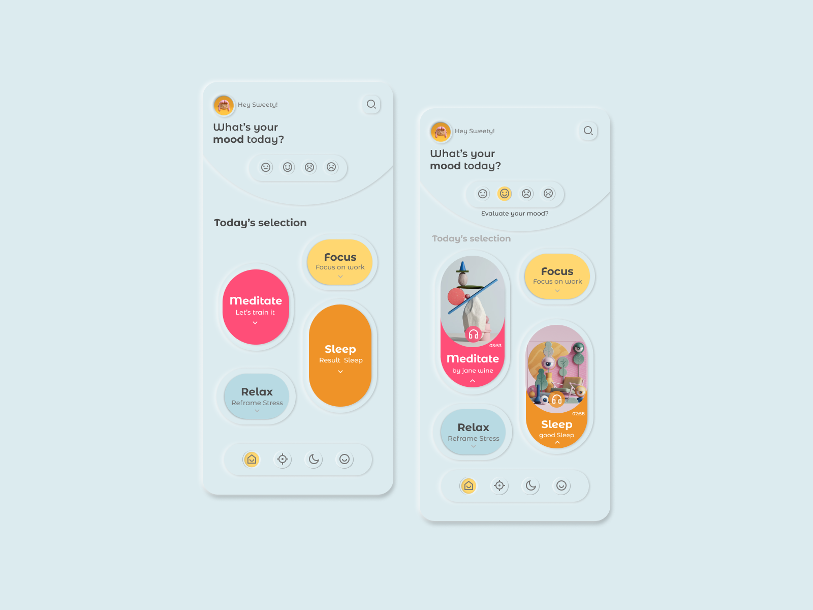 Neomorphism soft UI design for Meditation App by Dora Moghaddami on ...