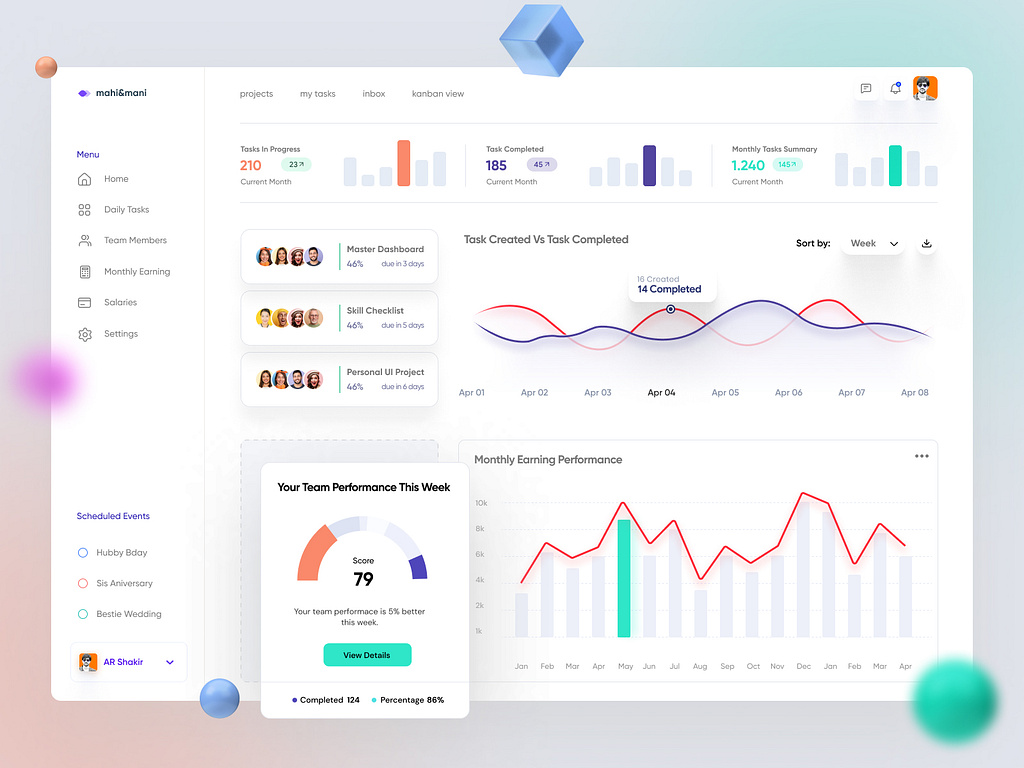 Project Management Dashboard Design by Mike Taylor for Orizon: UI/UX ...
