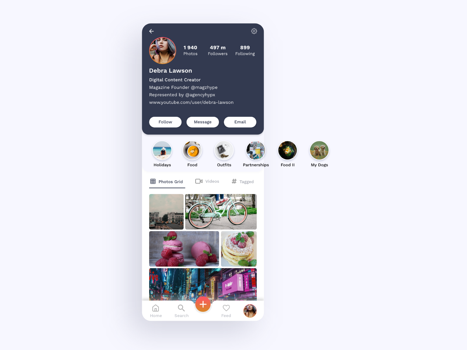 Day 4 - Profile screen for a social app by Márcia Tavares on Dribbble
