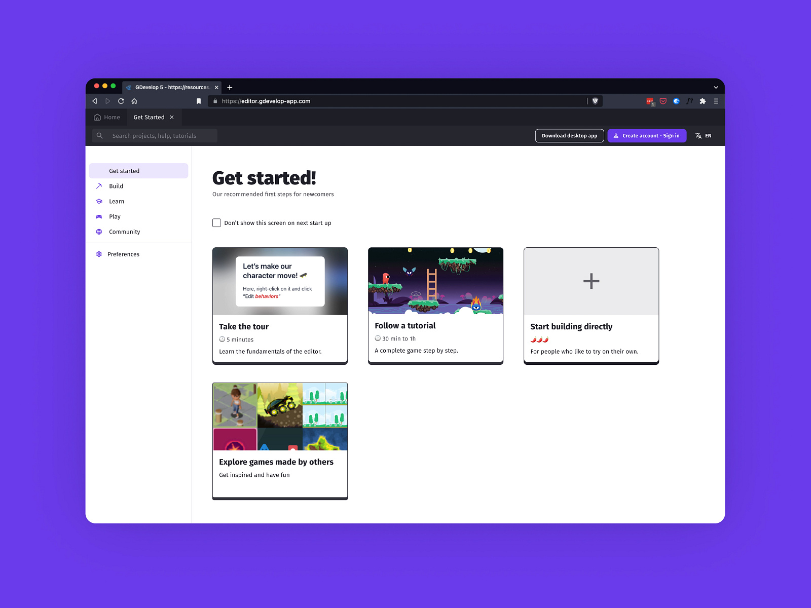 GDevelop Home Page by Laurent Grima on Dribbble