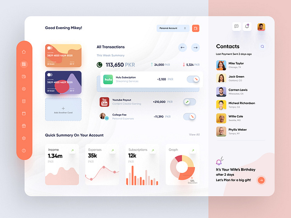 Fintech/Banking Dashboard UI Concept by AR Shakir for Orizon: UI/UX ...