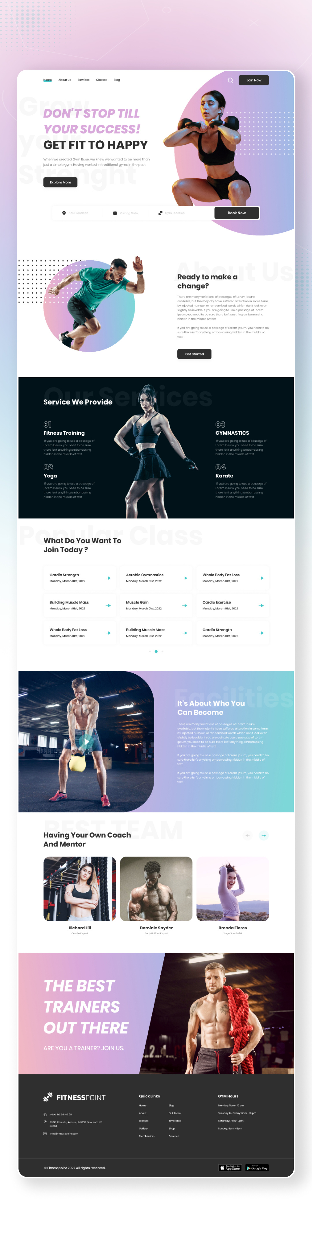 Fitness & Workout Website by Auxano Global Services on Dribbble