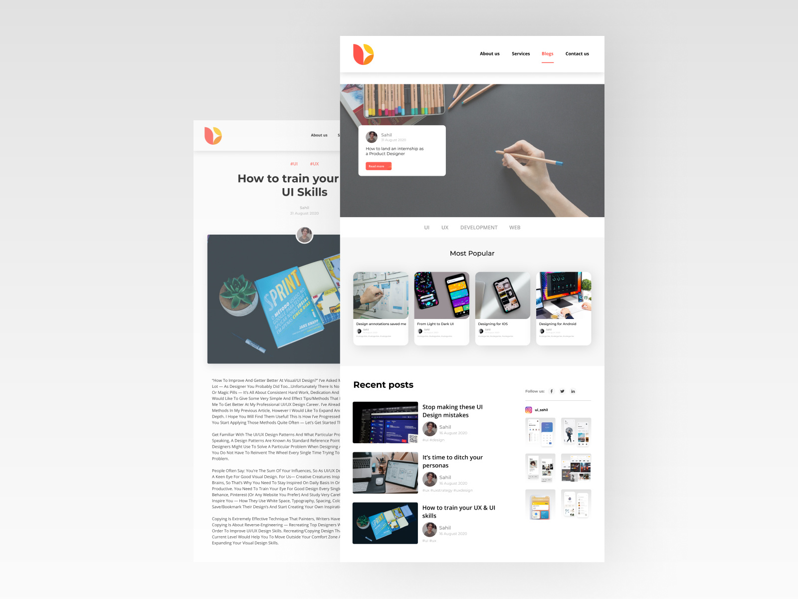 Blog Web UI by Sahil Dabas on Dribbble