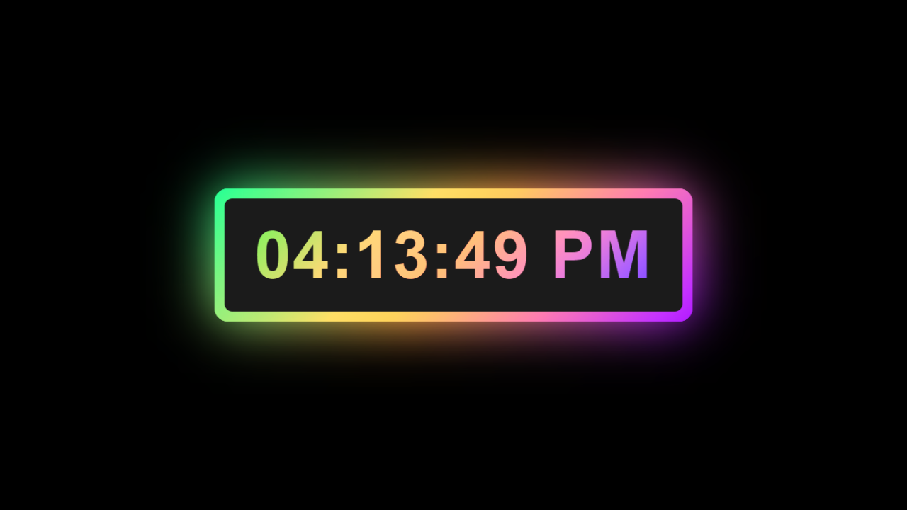 Digital Clock With Colorful Glowing Effect Using Html Css And Java By Codingnepal On Dribbble
