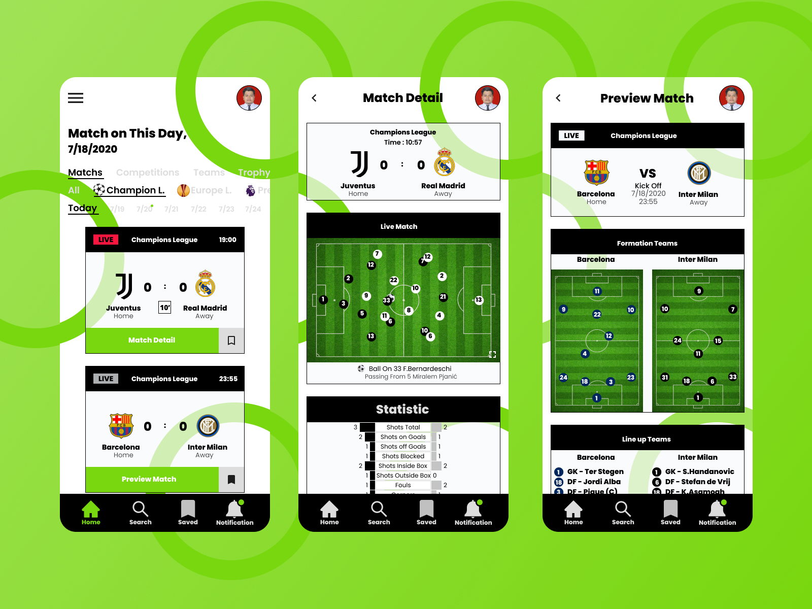 UI Design Live Football Screen by Zaka Fadhullah on Dribbble