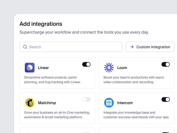 Integrations modal — Untitled UI by Jordan Hughes® on Dribbble