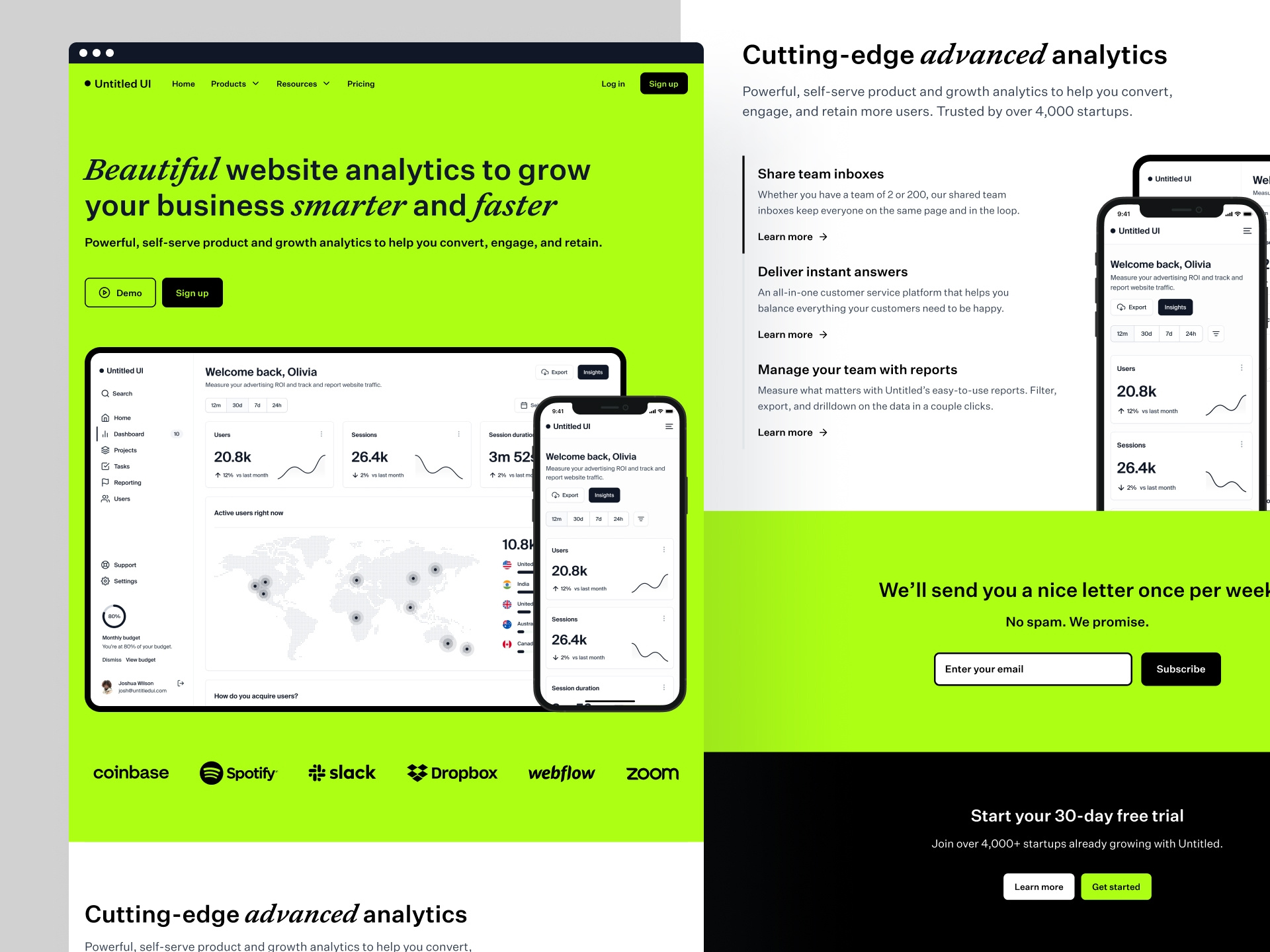 Data analytics landing page — Untitled UI by Jordan Hughes® on Dribbble