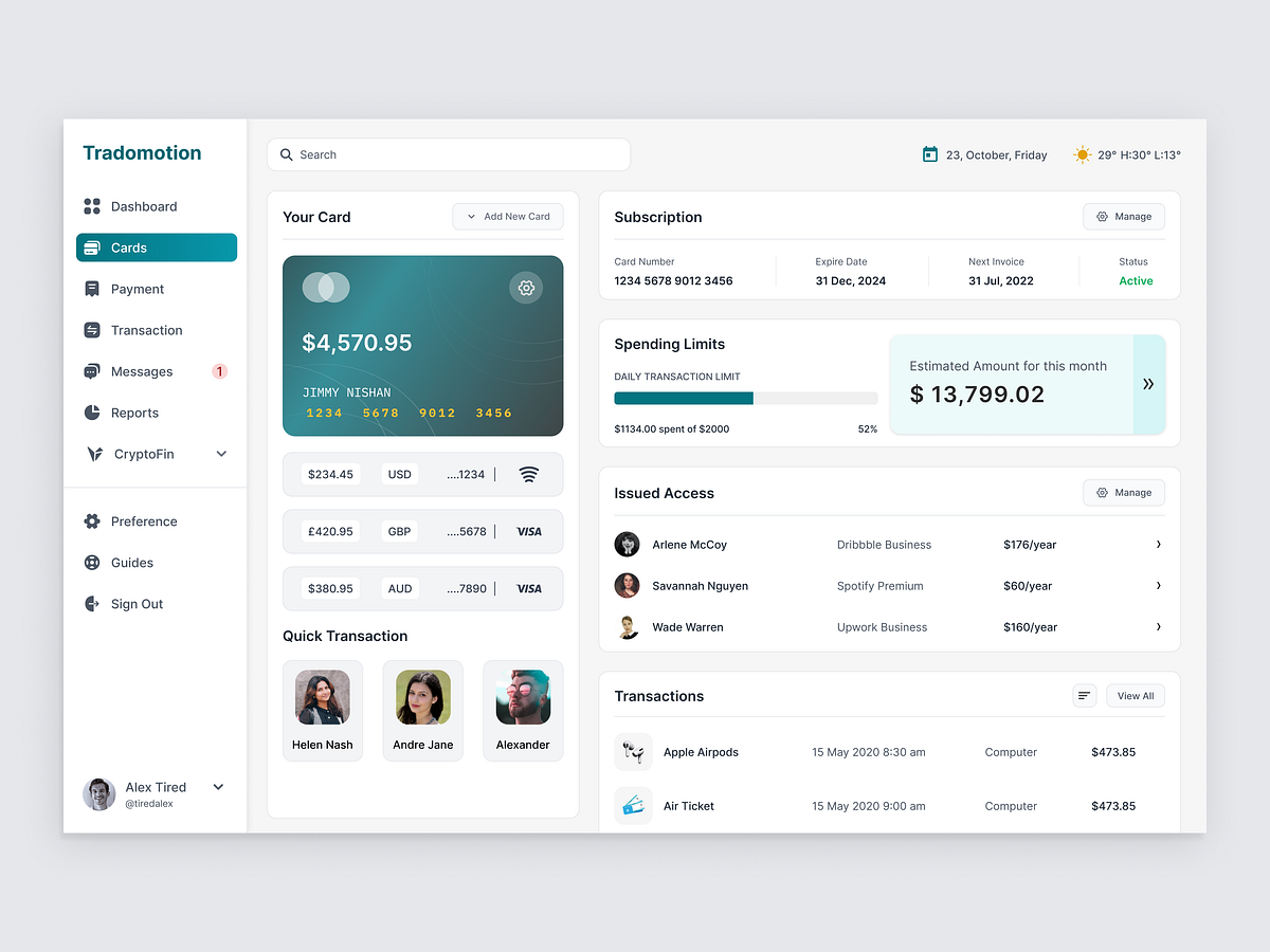 FinQ - Fintech Dashboard Design by Shahriar Sultan for Dezzlab on Dribbble FinQ - Fintech Dashboard Design by Shahriar Sultan for Dezzlab on Dribbble