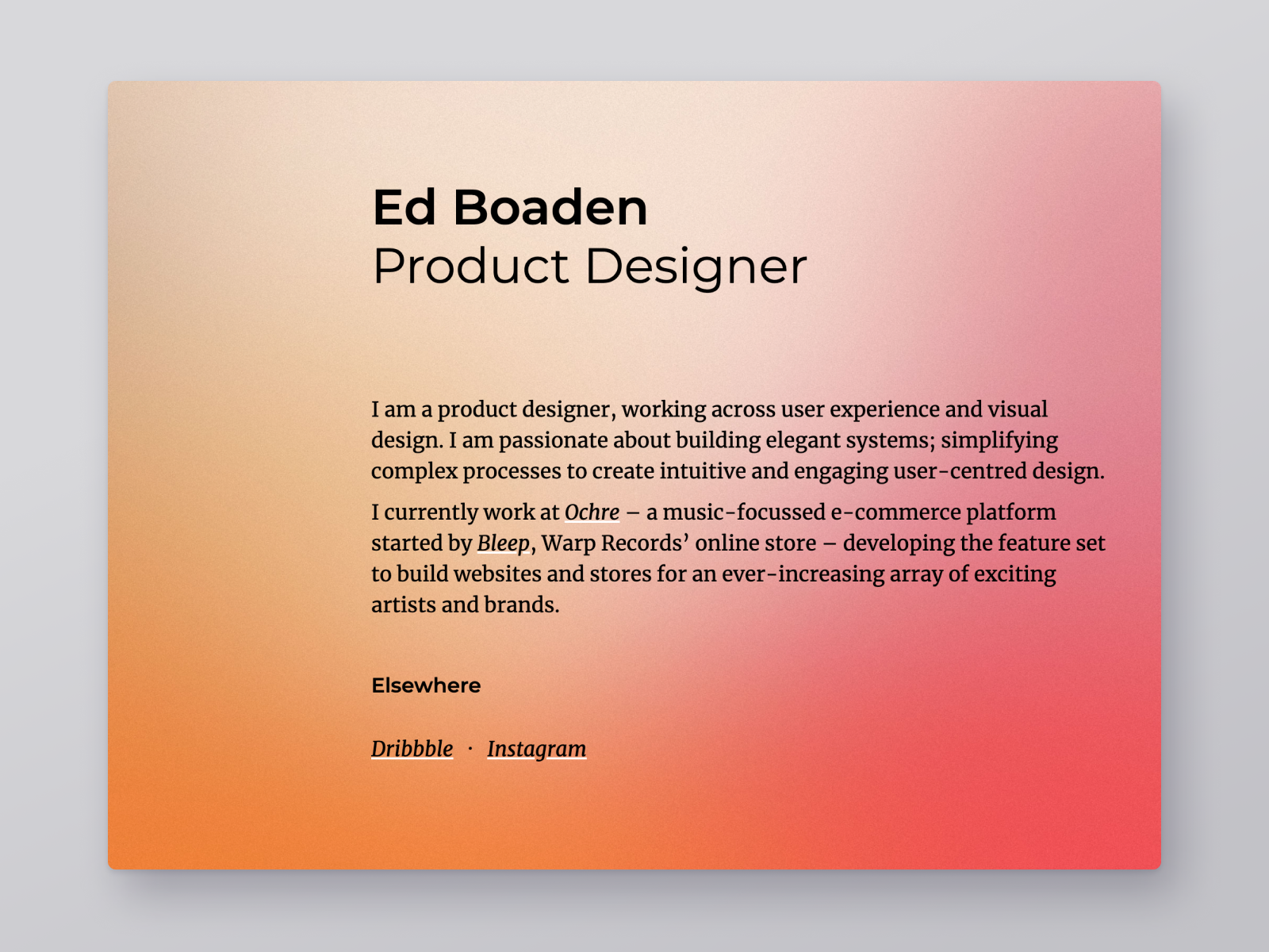 Personal site - gradient by Ed Boaden on Dribbble