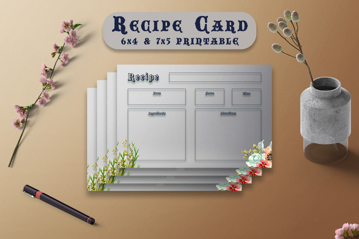 Free Modern Recipe Card Printable V.37 by Team Account Creativetacos on ...