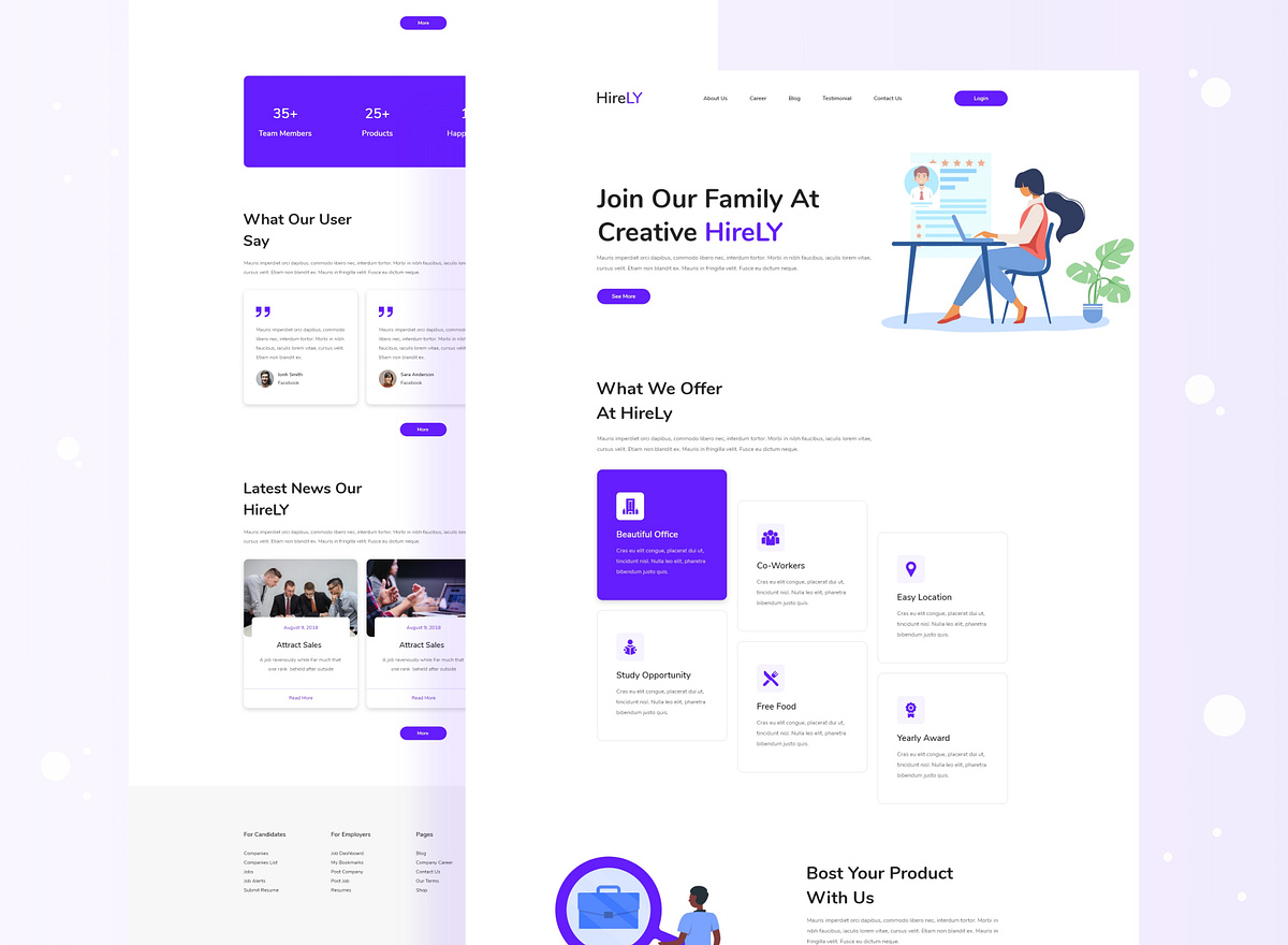 HireLY Landing Page Design by Awlad Hossain on Dribbble