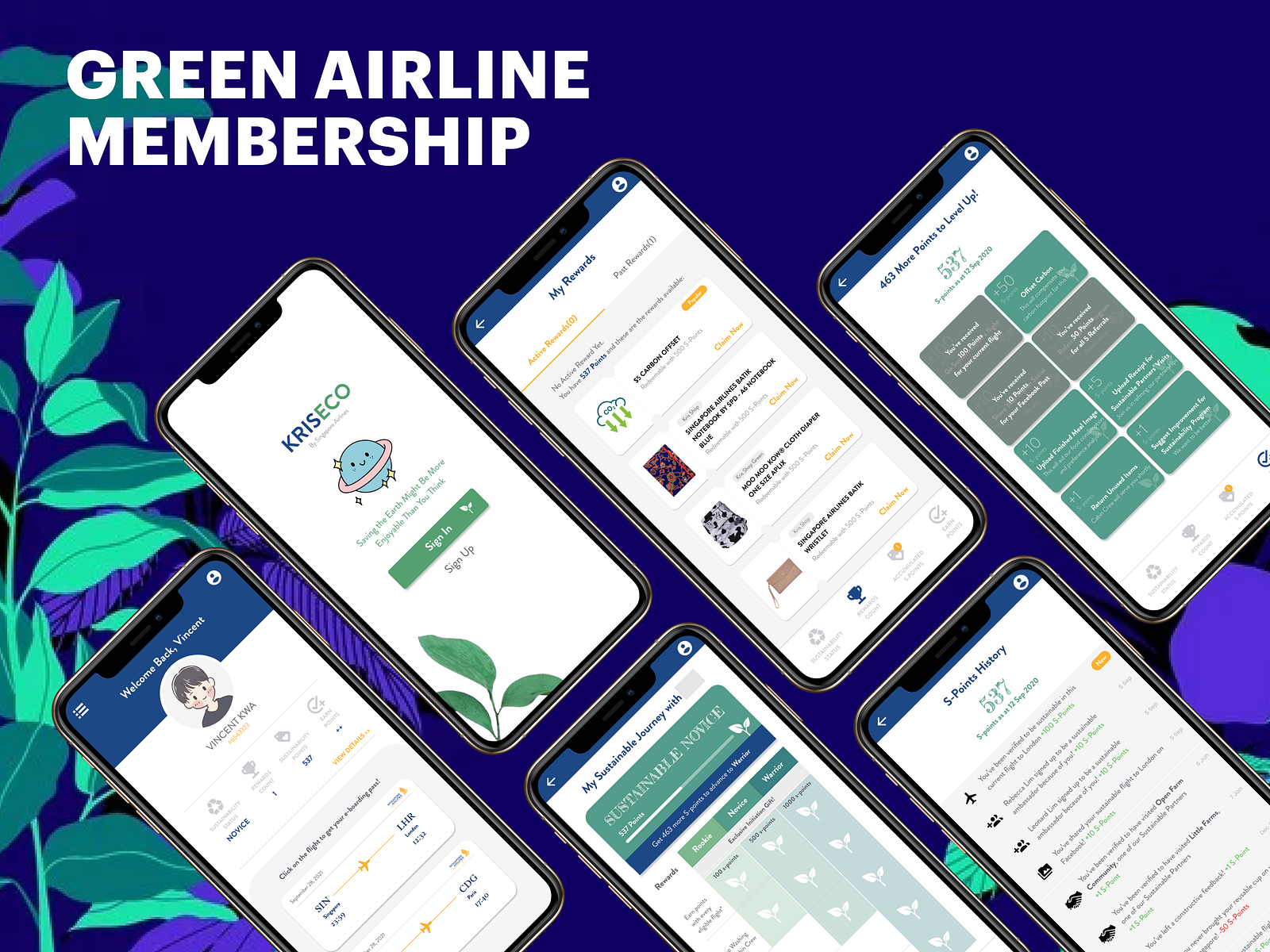 Green Airline Membership Program by Rebecca Tan on Dribbble