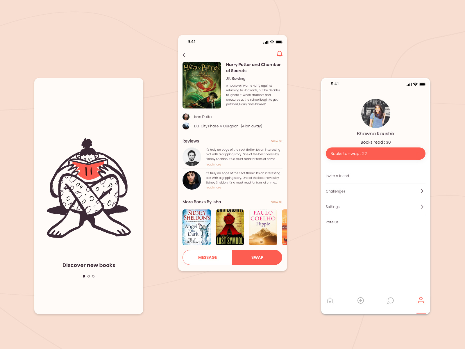 Book exchange app by Bhawna Kaushik on Dribbble
