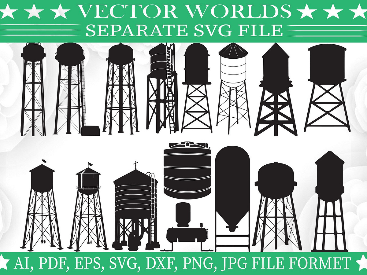 Water Tower Svg, Tower Svg by SetaraAsma on Dribbble