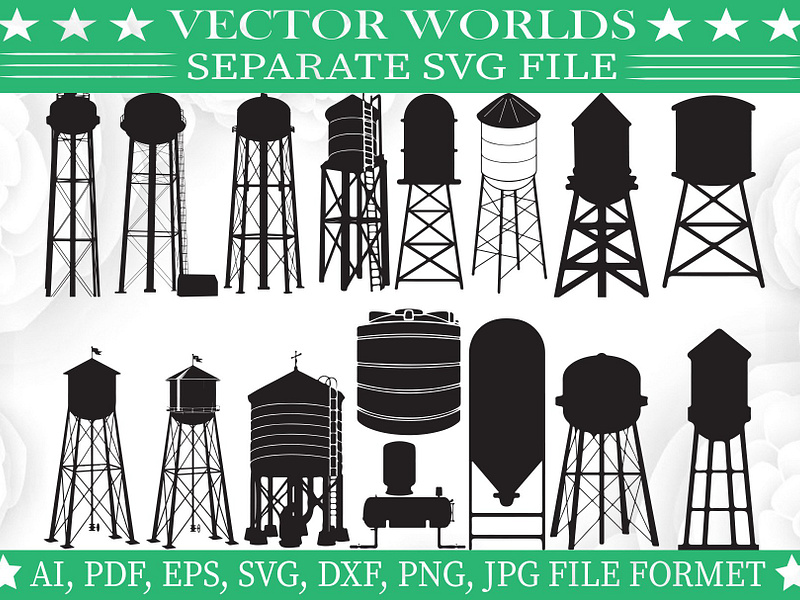 Water Tower Svg, Tower Svg by SetaraAsma on Dribbble