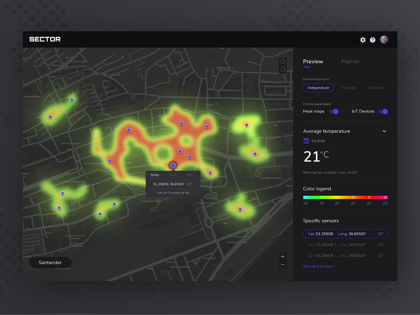 Sector Web App - IOT Devices - Temperature Heat Map by moye_dsgn on ...