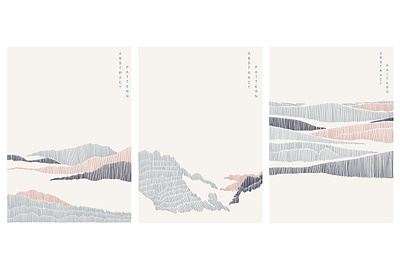 Natural landscape with line pattern vector. Abstract art backgro by ...
