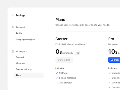 Settings — Plans by Yoan Almeida on Dribbble