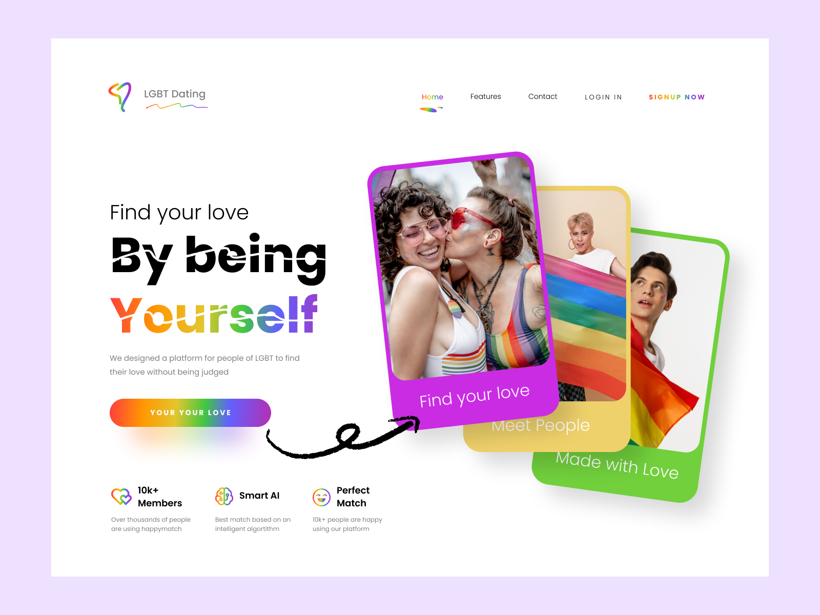 Dating Website Landing Page LGBT by lazy kar for LazyInterface UI UX ...