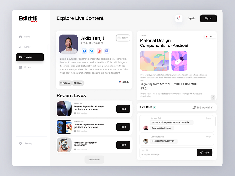 Editmii Live Content Editor Webapp By Akib Tanjil On Dribbble