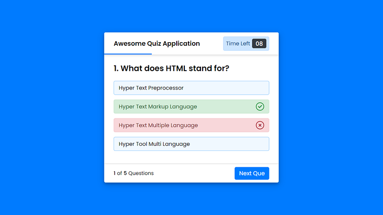 Create a Quiz App with Timer using HTML CSS & JavaScript by CodingNepal ...