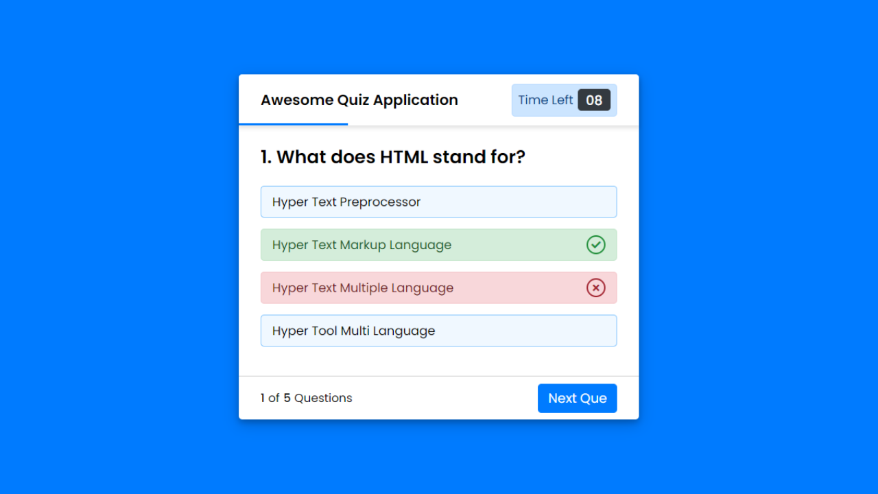 Create a Quiz App with Timer using HTML CSS & JavaScript by CodingNepal ...