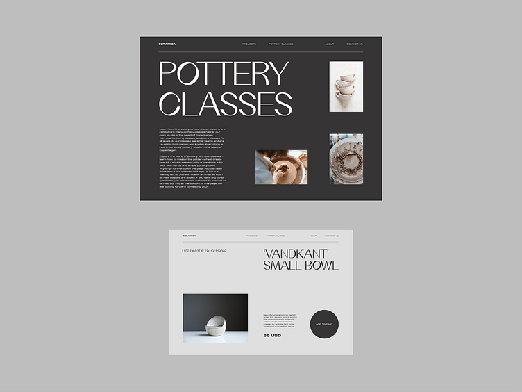 Ceramics & Pottery – Classes and Product pages by solya ~ on Dribbble