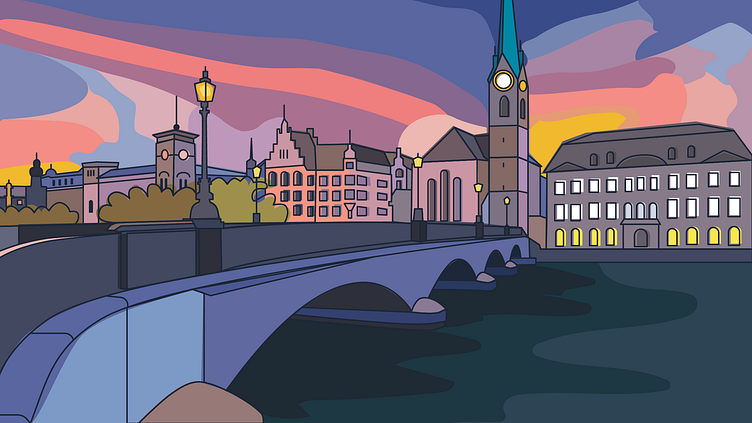 Zurich Vector Illustration by Julia Mysh on Dribbble