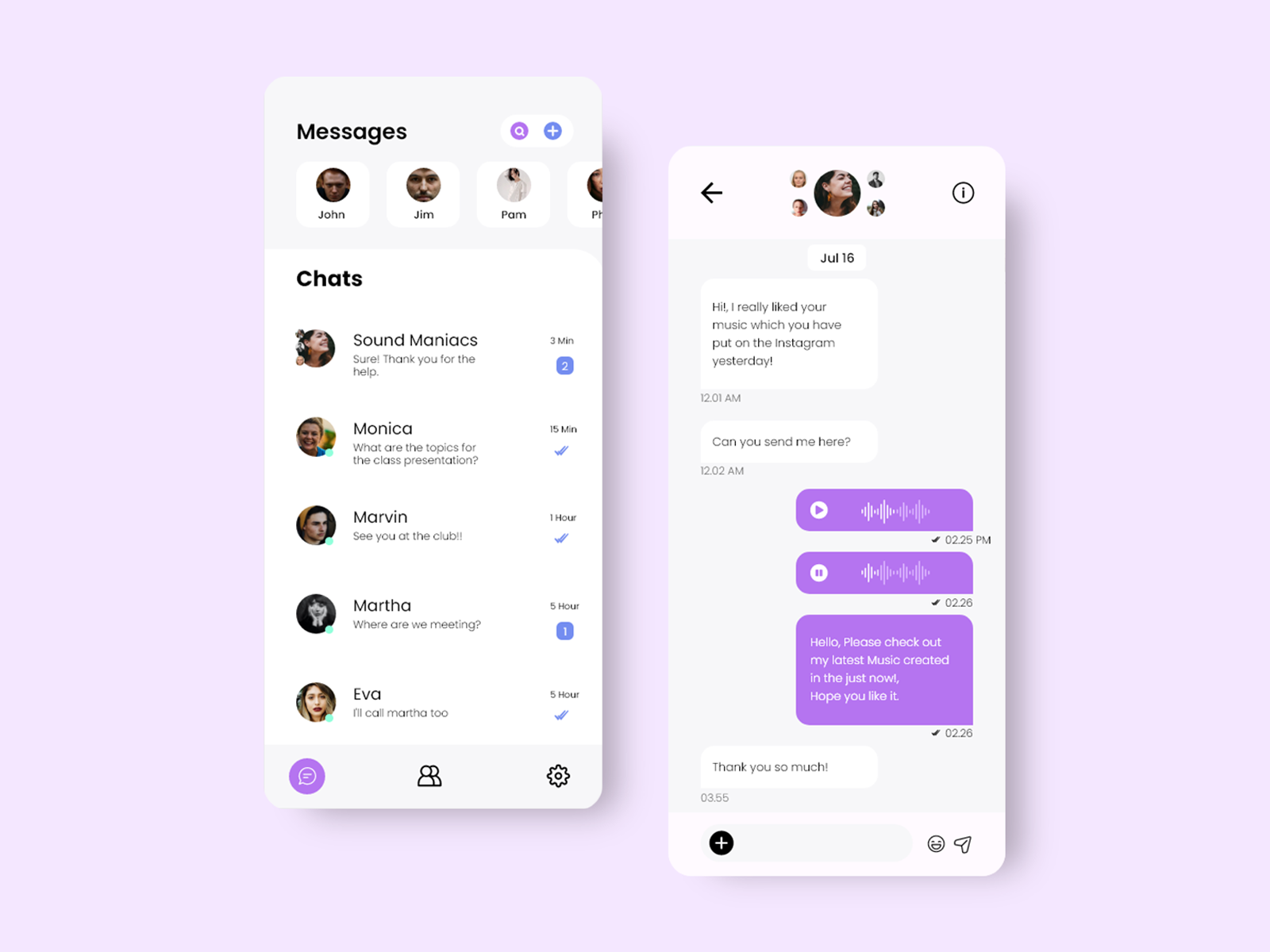 A Messenger App UI Screen by Sameer sisodiya on Dribbble