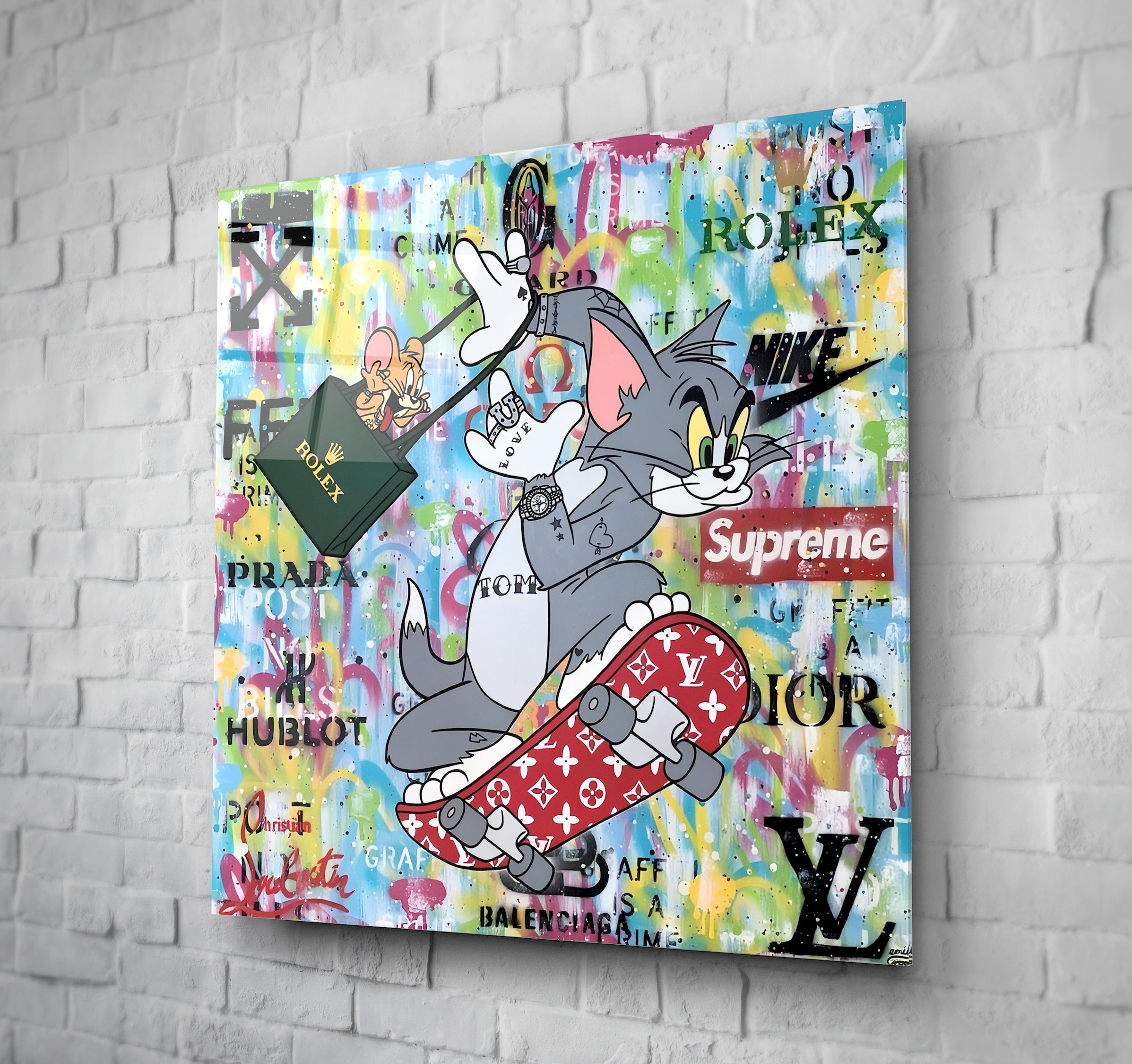 Tom & Jerry x Rolex x Louis Vuitton - Acrylic Glass Painting by Ori on ...