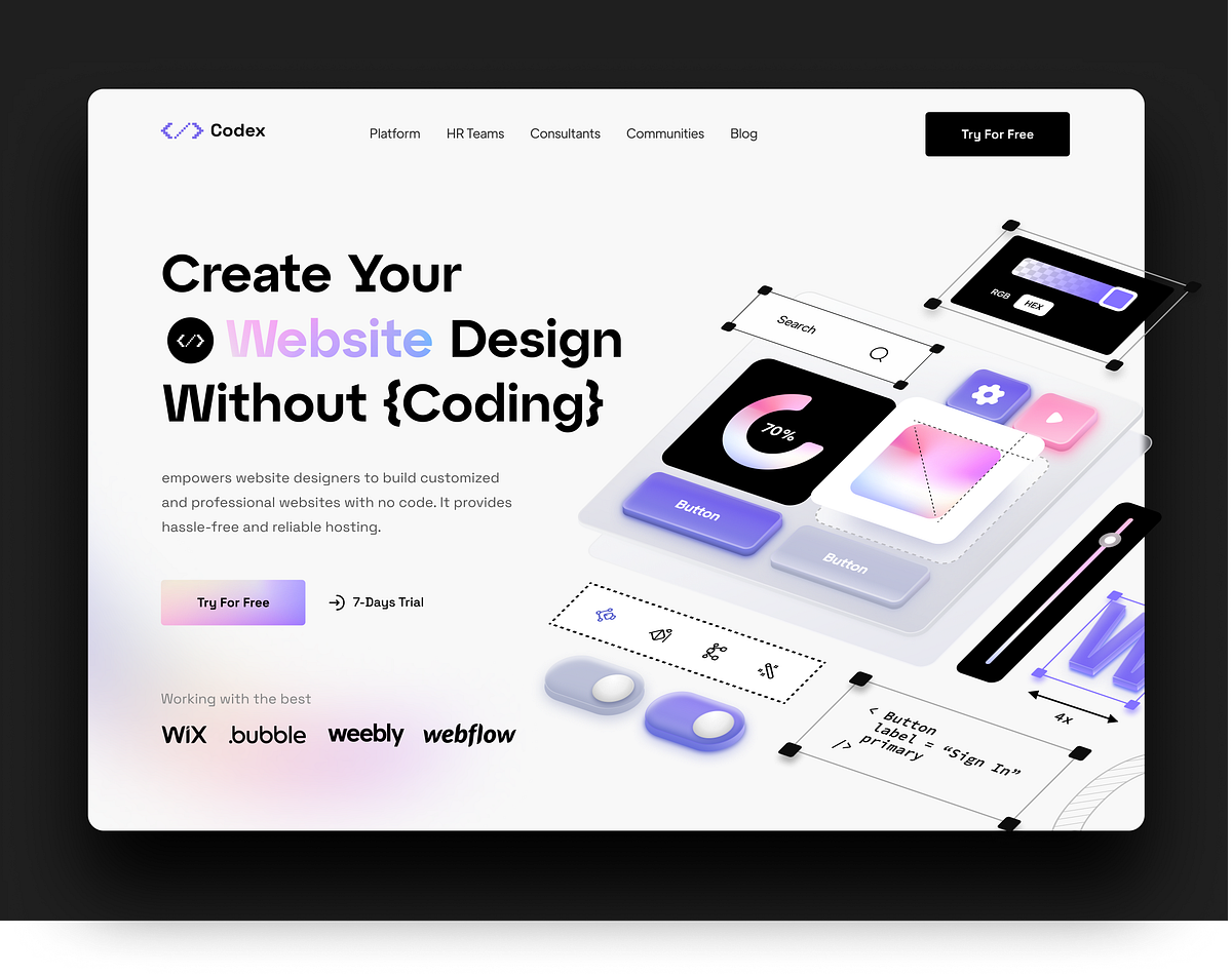Codex - Landing page by Bogdan Falin for QClay on Dribbble