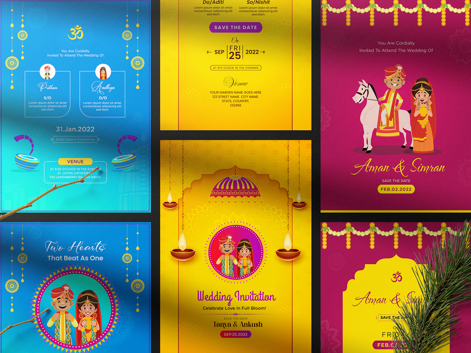 Indian Wedding Invitation Cards Vol. 12 by Creative Hatti on Dribbble